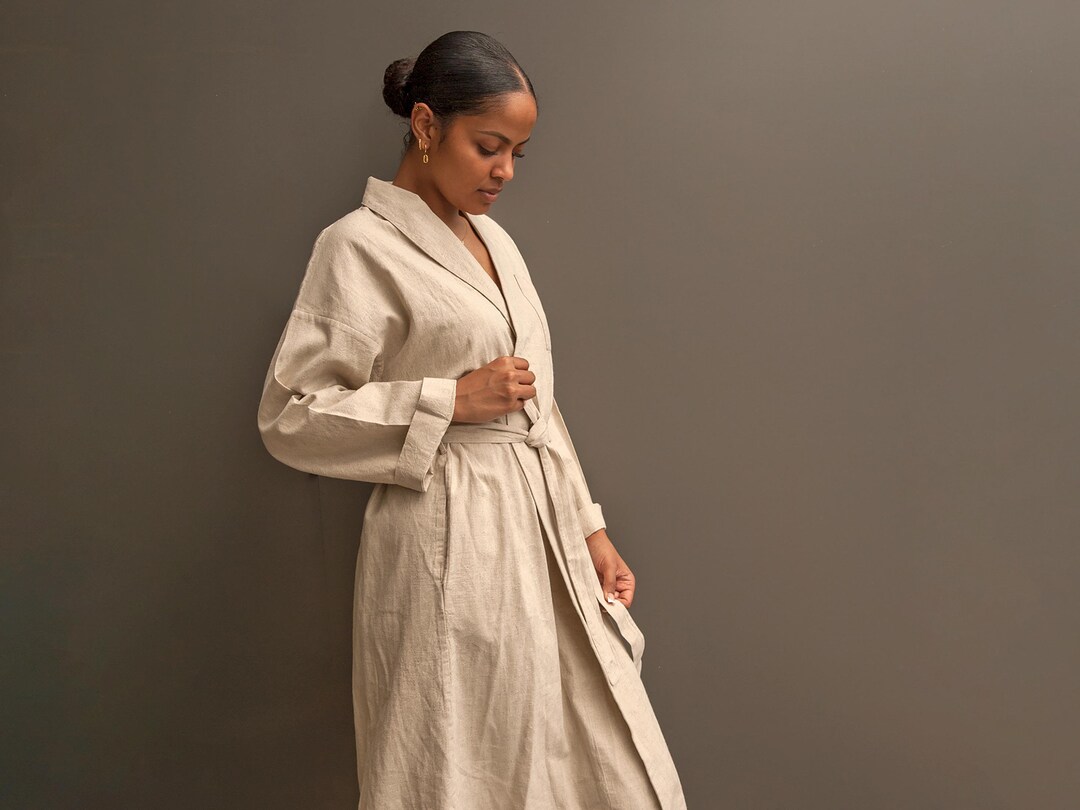 Unisex Linen Robe | Natural Linen Robe | Elegant Linen Bathrobe ...