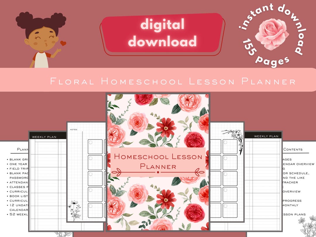Printable Floral Homeschool Lesson Planner - Etsy