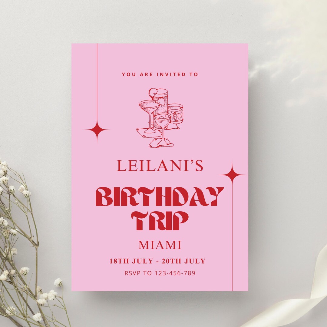 Editable Birthday Girls Trip Invitation | Weekend Birthday Trip ...