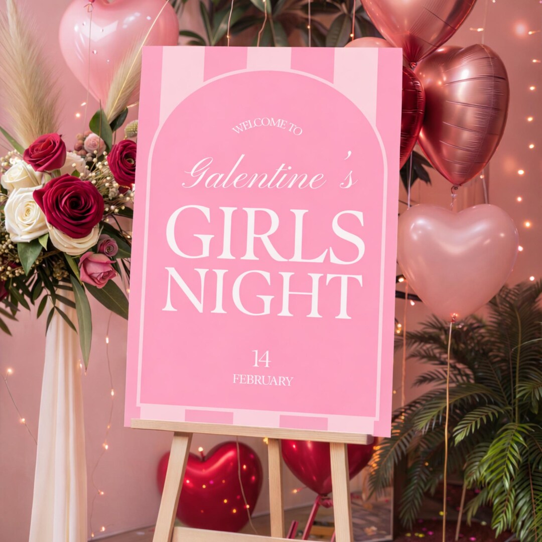 Galentines Girls Night Welcome Sign | Editable Welcome Poster ...