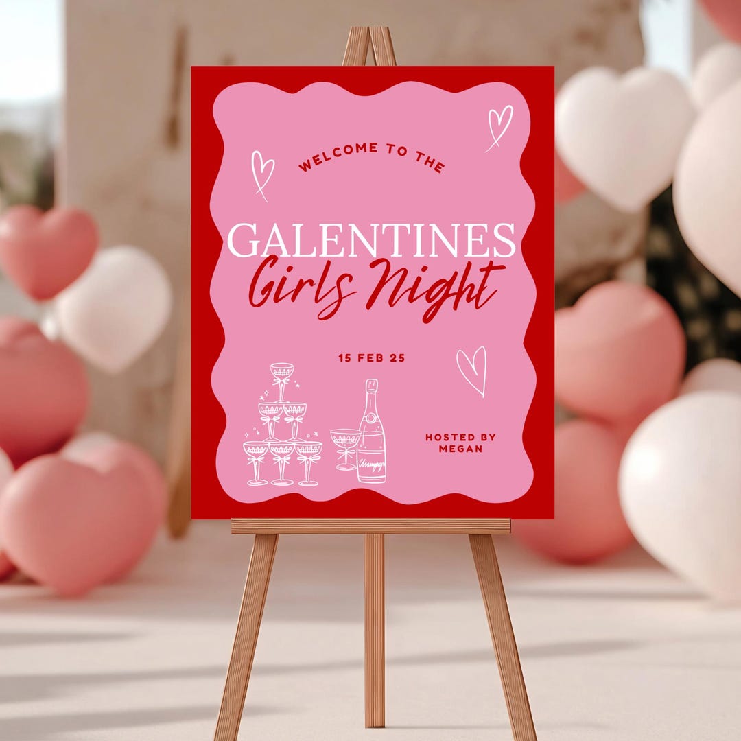 Galentines Girls Night Welcome Sign | Editable Welcome Poster ...