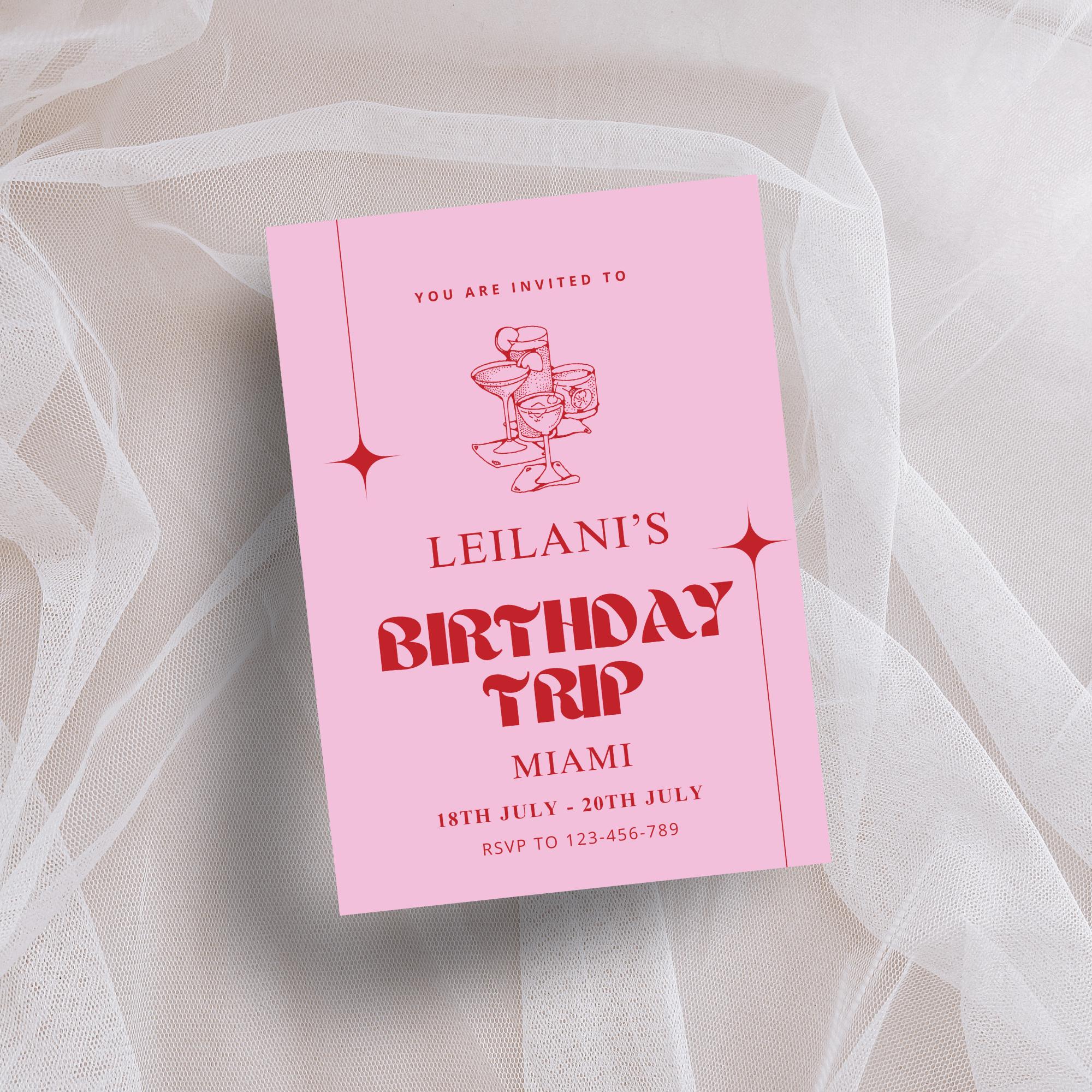 Editable Birthday Girls Trip Invitation | Weekend Birthday Trip ...