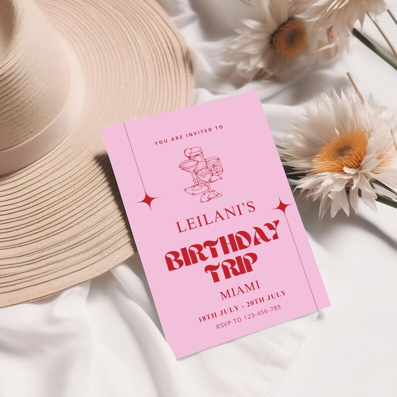 Editable Birthday Girls Trip Invitation | Weekend Birthday Trip ...