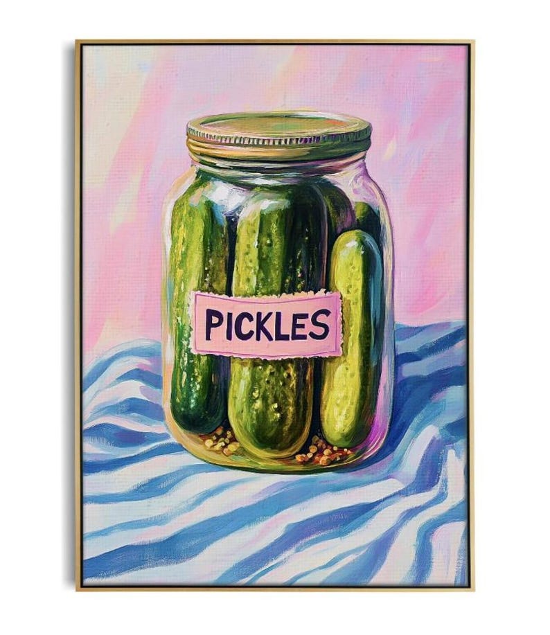 Pickles Jar Painting, Bright Fun Colors Art Poster, Kitchen Wall Decor ...