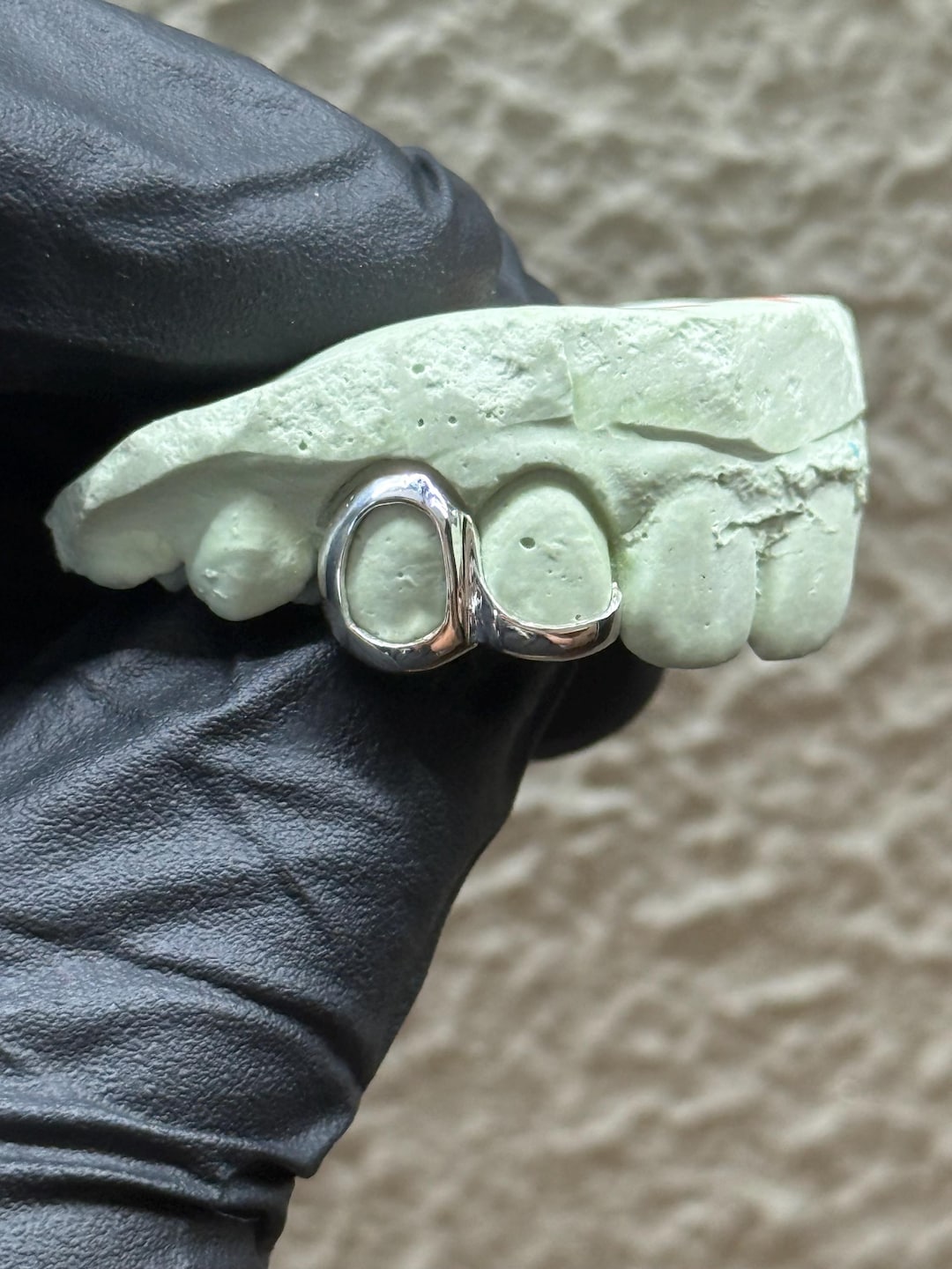 Custom Fit Grillz: Two Teeth Small Front Bar, Heart/star Window, Silver ...