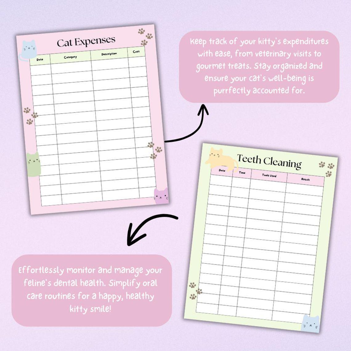 Printable Cat Care Planner | Digital Pet Organizer | Cat Health Tracker ...
