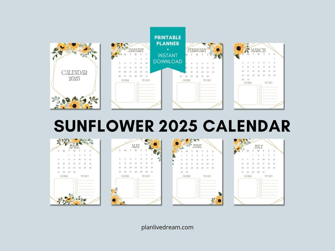 2025 Sunflower Calendar and Journal | Dated and Undated Printable ...