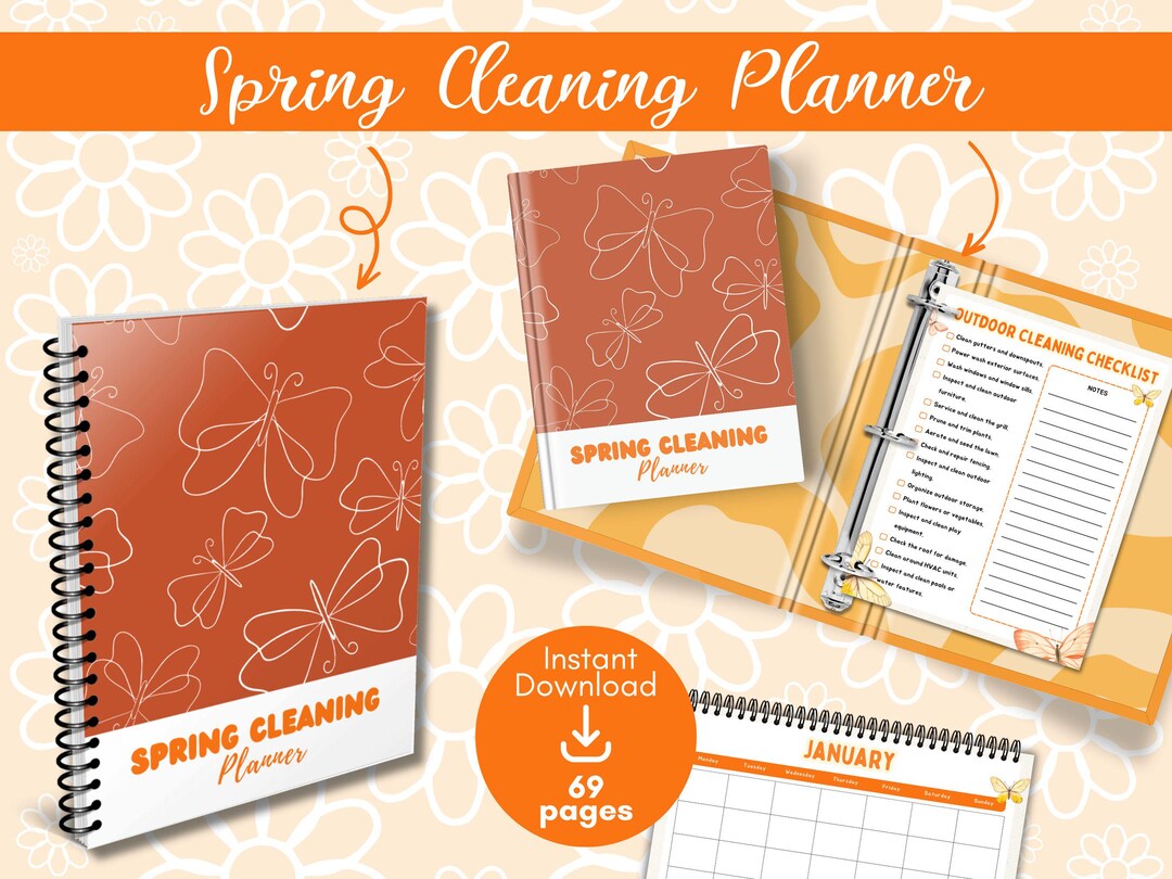 Spring Cleaning Planner | Printable Cleaning Checklist | Monthly and ...