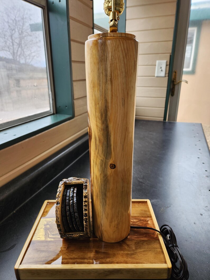 Handcrafted Rustic Cabin/lodge/home Decor Pine Log Lamp With Resin ...