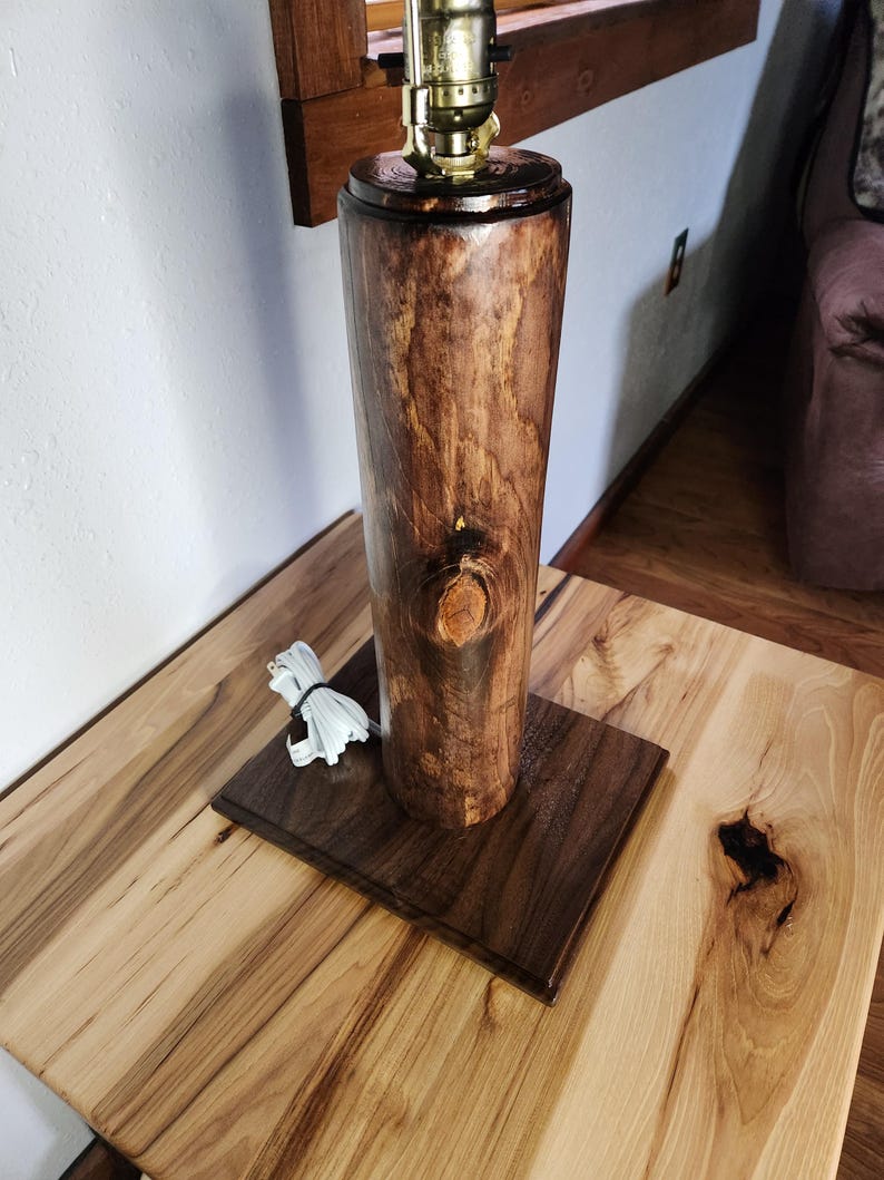 Handcrafted Rustic Cabin/lodge/home Decor Pine Log Lamp With Black ...