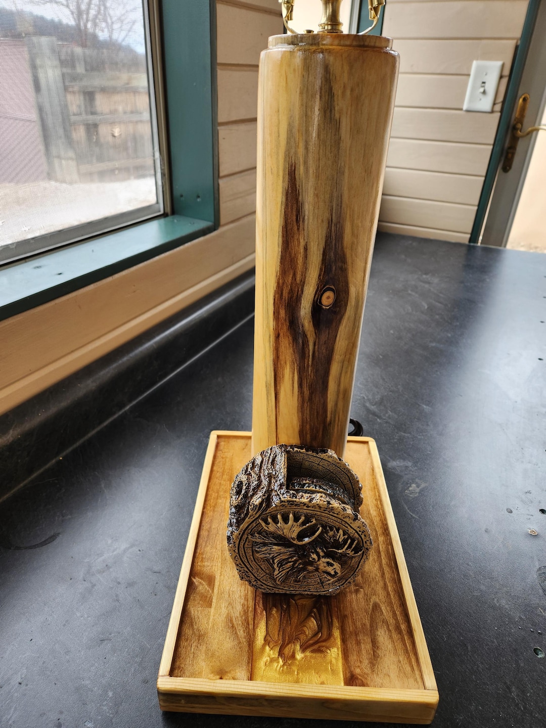 Handcrafted Rustic Cabin/lodge/home Decor Pine Log Lamp With Resin ...