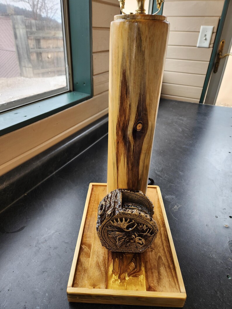 Handcrafted Rustic Cabin/lodge/home Decor Pine Log Lamp With Resin ...