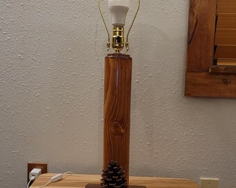 Handcrafted Rustic Cabin/lodge/home Decor Pine Log Lamp With Black ...