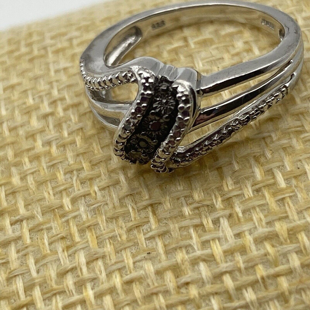 JWBR Vintage Black & White Diamond Ring 925 Sterling Silver Sz 6.25 - Etsy