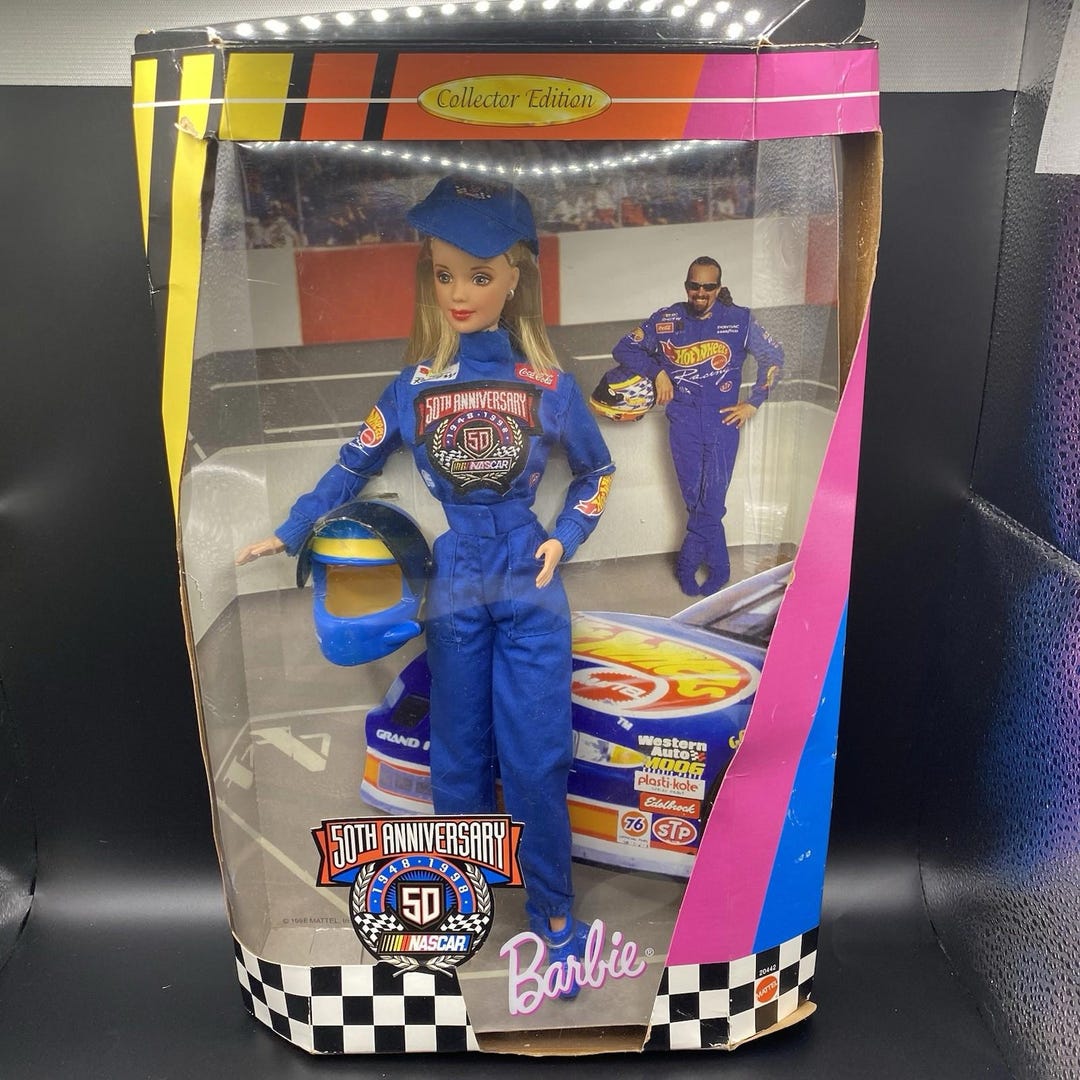 Barbie 50th Anniversary Nascar Doll 1998 Collector Edition NIB Race Car ...