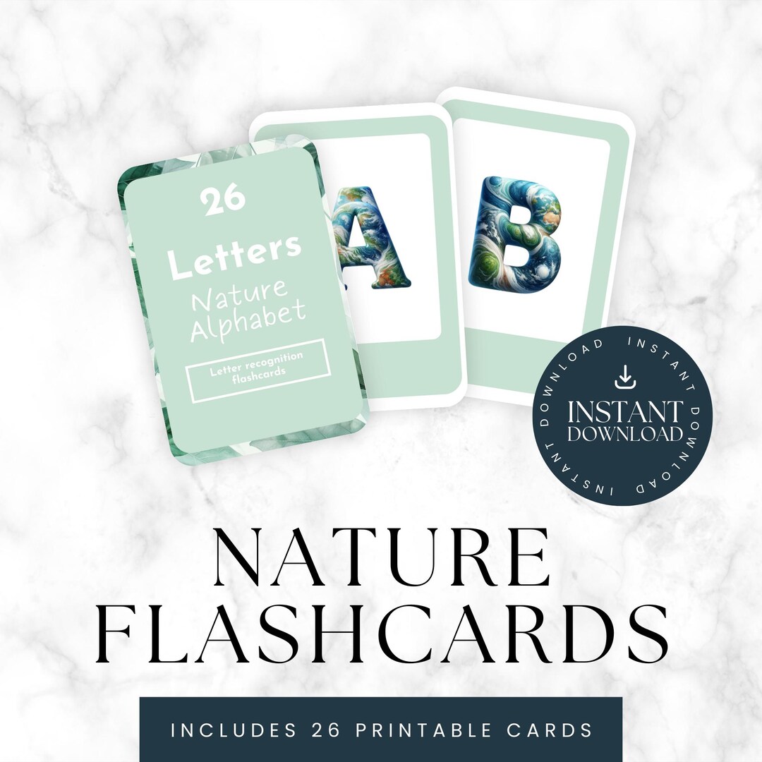 Flashcards Nature ABC Sight Letter Alphabet Cards for Preschool ...