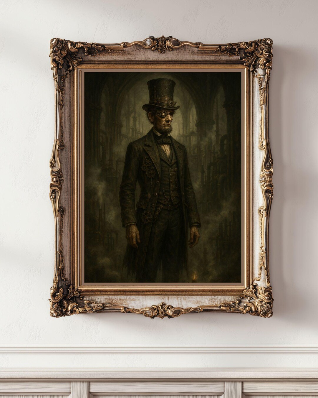 Steampunk Gothic Abraham Lincoln Art Print for Living Room - Dark ...