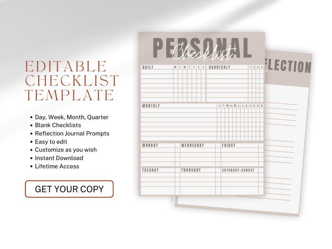 Week Month Checklist - Etsy