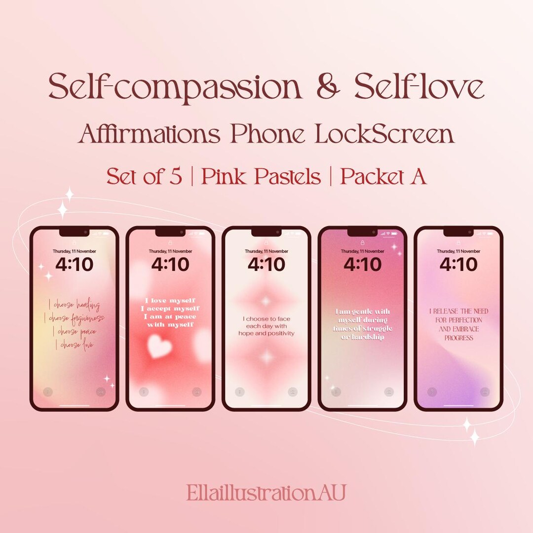 5 Self-compassion Self-love Affirmations Pink Phone Wallpapers ...