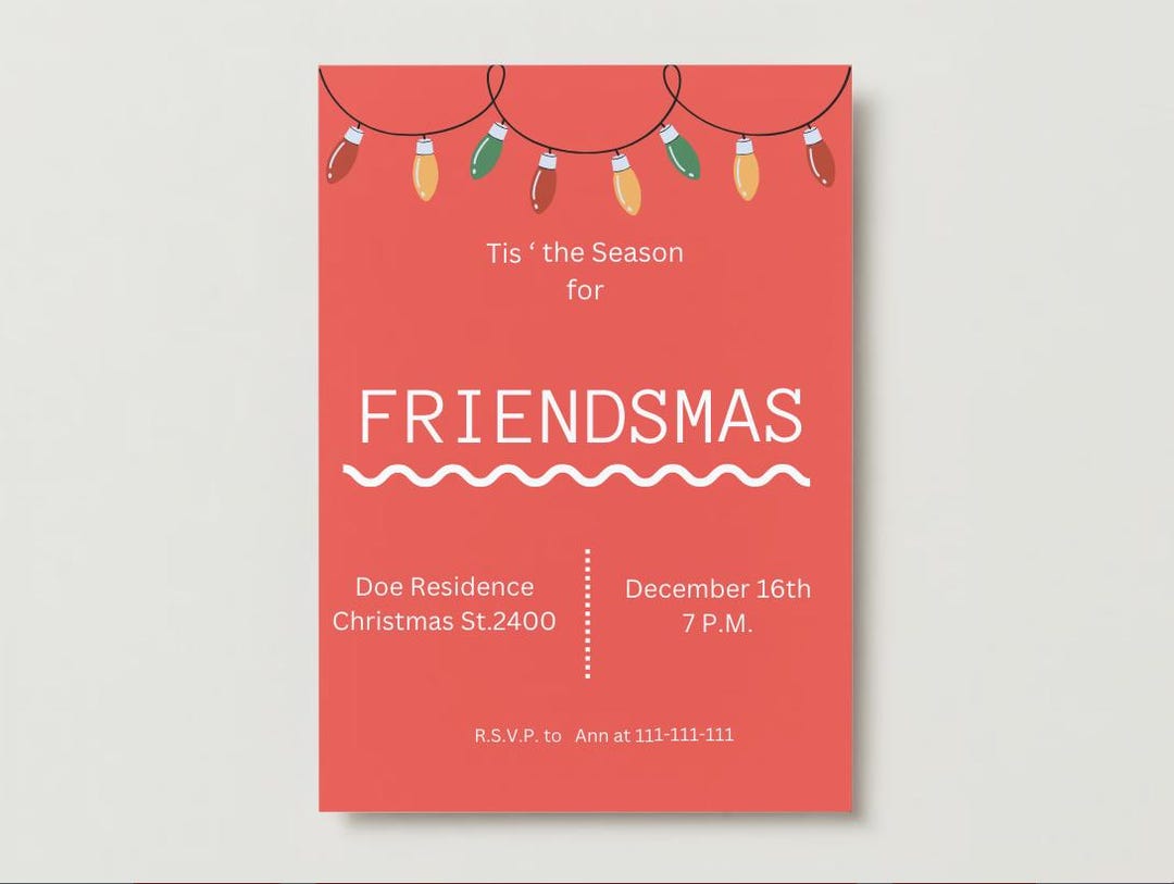 Friendsmas Invitation Digital Invite Christmas Friends Party Holidays ...