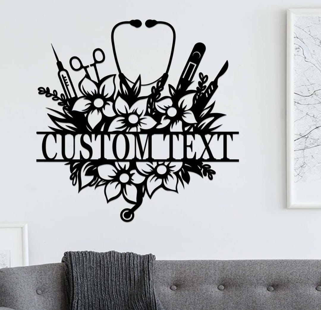 Personalized Floral Nurse Metal Sign Custom Nurse Name Decor ...