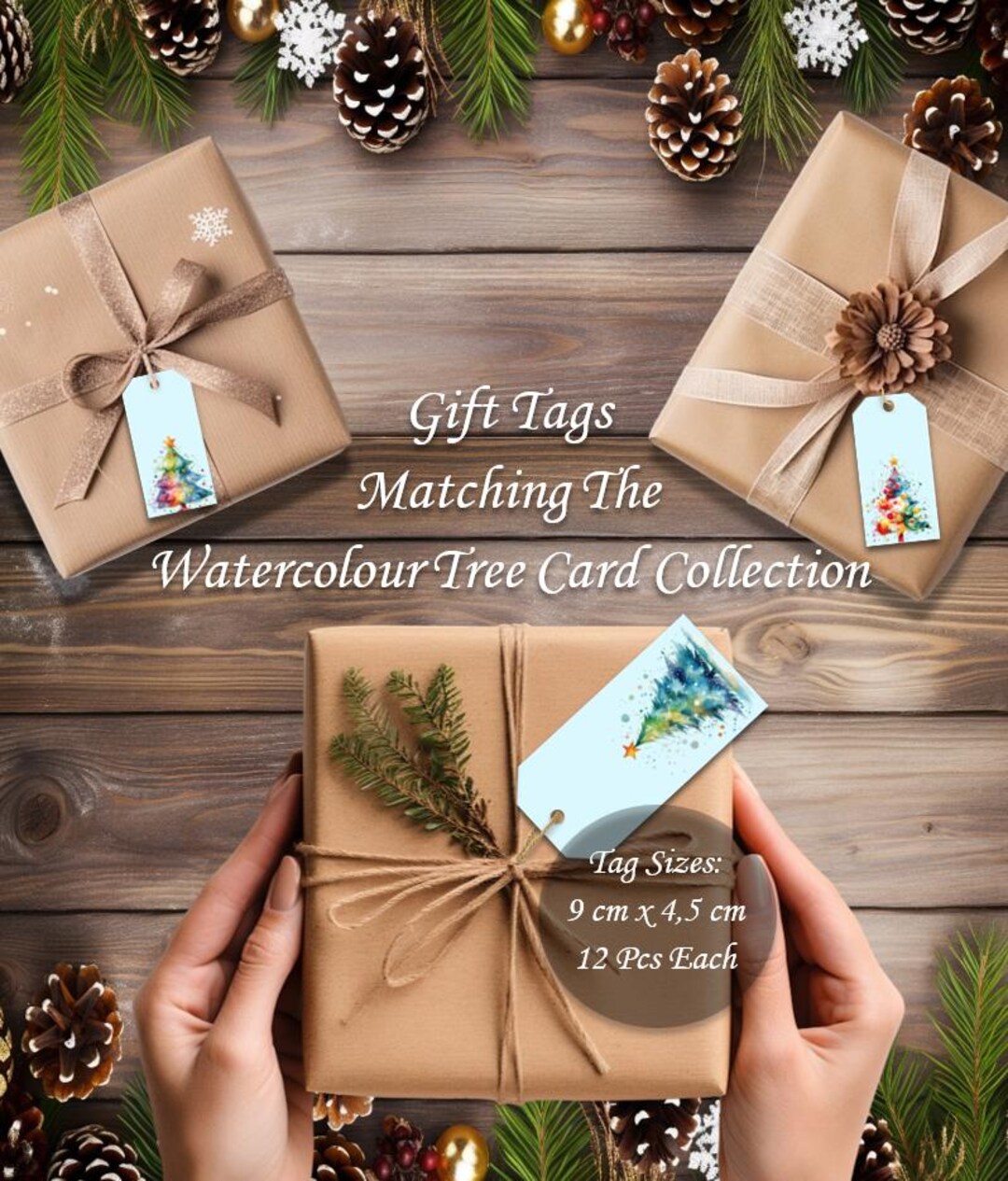 Printable Christmas Gift Tags Labels Matching the Watercolour Tree ...
