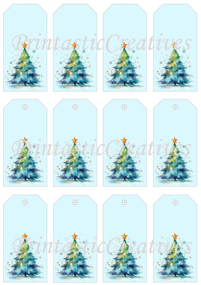 Printable Christmas Gift Tags Labels Matching the Watercolour Tree ...