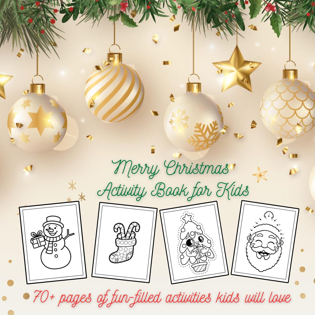 Merry Christmas Activity Book for Kids Printable Holiday Coloring ...