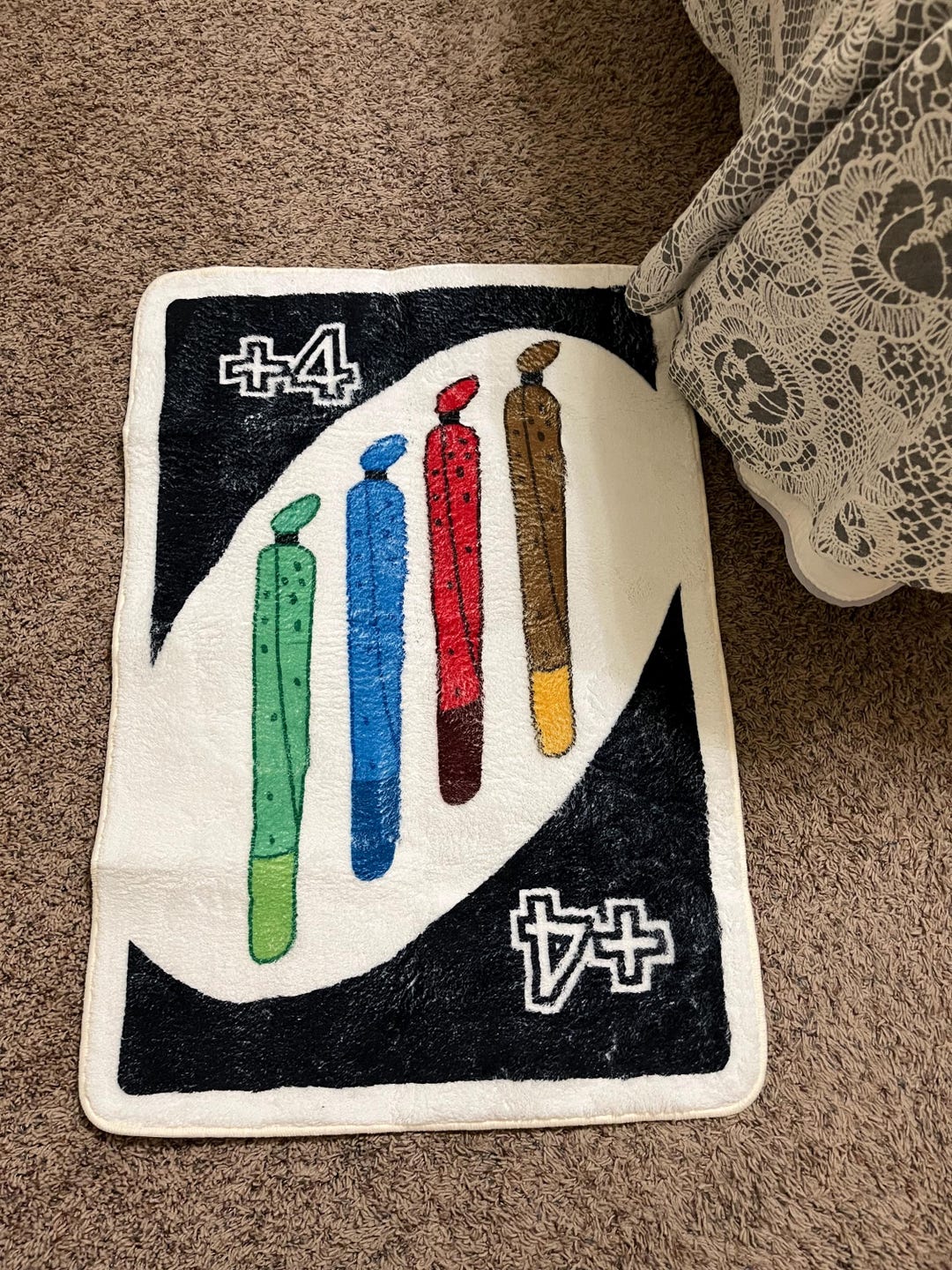 Beautiful Handmade Draw 4 Rug, Cartoon Rug, Creative Rug, Uno Rug, Bath ...