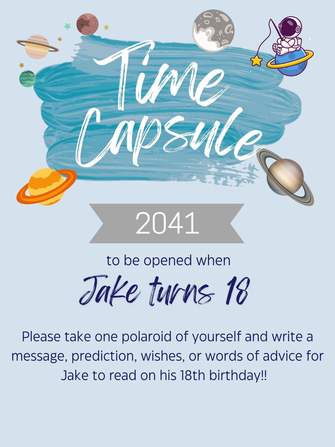 Time Capsule Template for Space Themed Event - Etsy