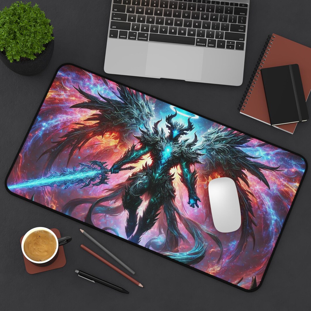 Custom Desk Mat Dragon Warrior Angel, Mouse Pad, Gaming Pad, Office ...
