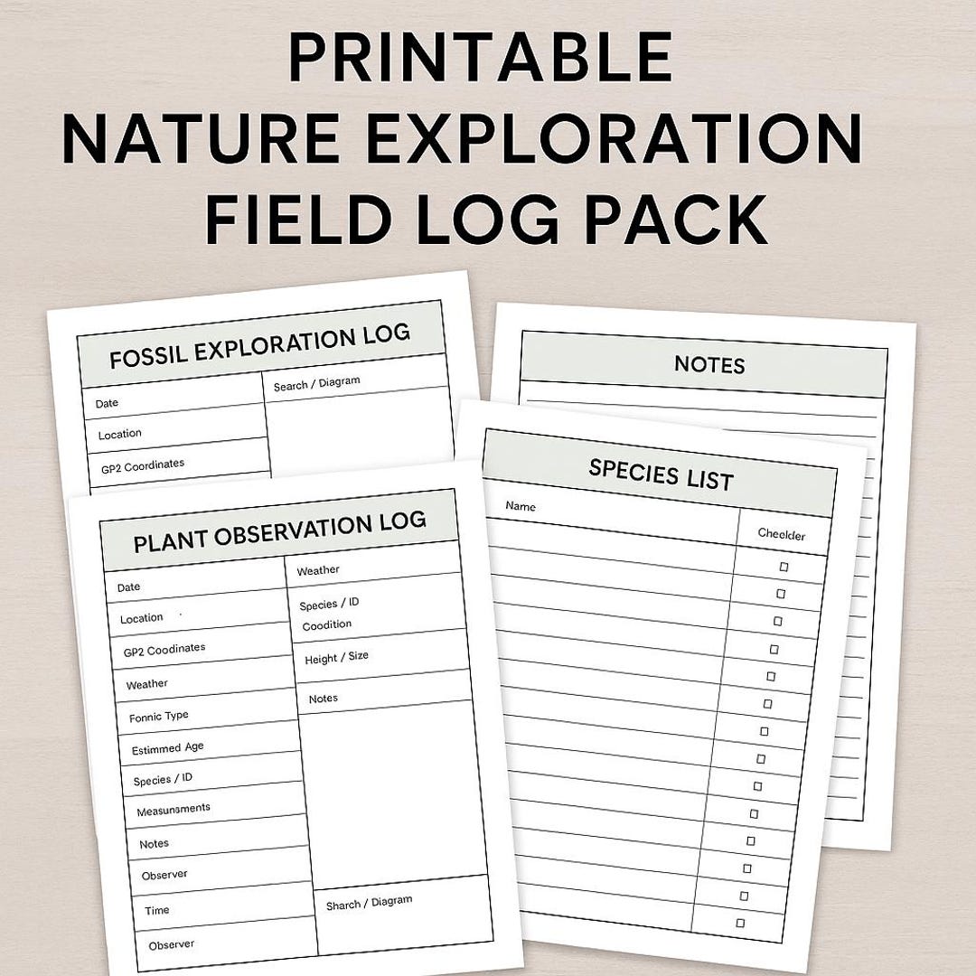 Printable Nature Exploration Field Log Pack – Fossil, Plant, and ...