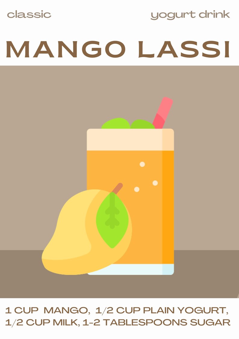 Customized Desi Drinks Poster for Kitchen and Home - Mango Lassi and ...