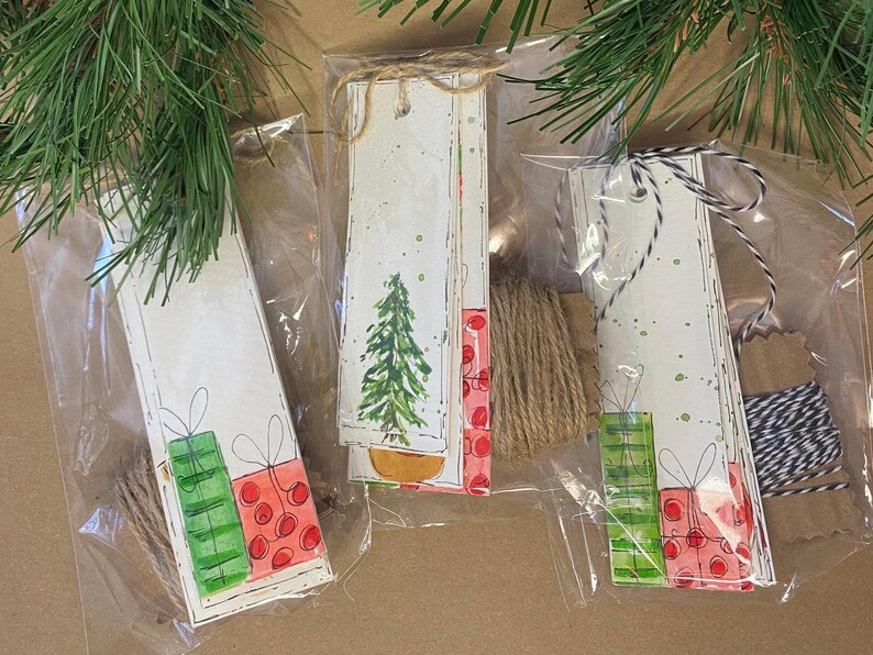 Hand-painted Watercolor Christmas Gift Tags With Jute (8 per Package ...