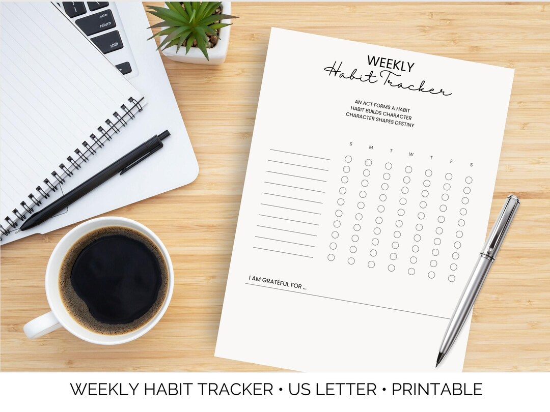 Habit Tracker Printable - Weekly Habit Tracker Sheet & Instant Download ...