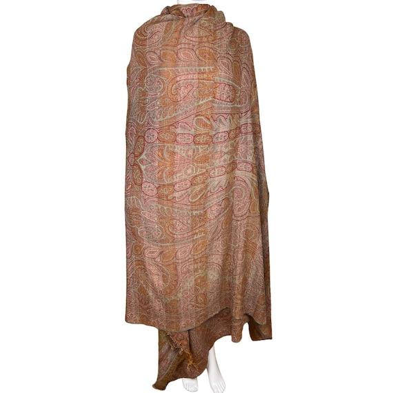 Antique Victorian Paisley Shawl Woven Wool Mid 19th C… - Gem
