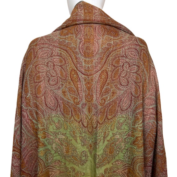 Antique Victorian Paisley Shawl Woven Wool Mid 19th C… - Gem
