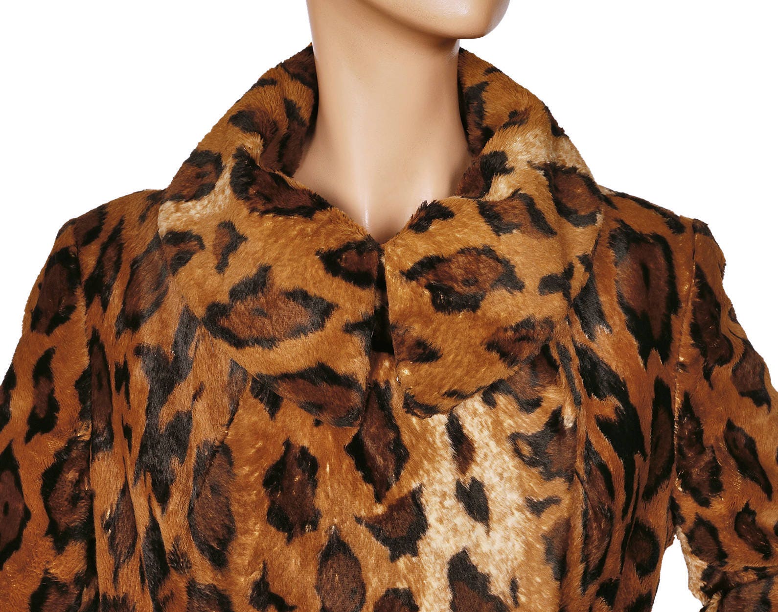 Vintage 1960s Faux Fur Ocelot Jacket Short Coat - Acrylic Pile Fabric ...