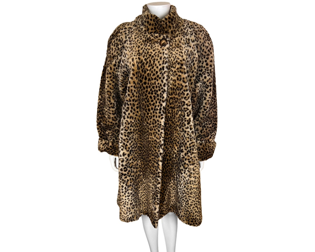 Vintage 1980s Leopard Print Faux Fur Coat by Utex Ladies Size S - Etsy