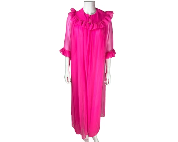 Vintage 1960s Nylon Negligee Set Nightie & Robe Shock… - Gem