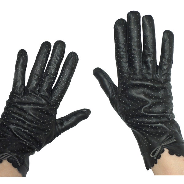Black Leather Gloves - Etsy