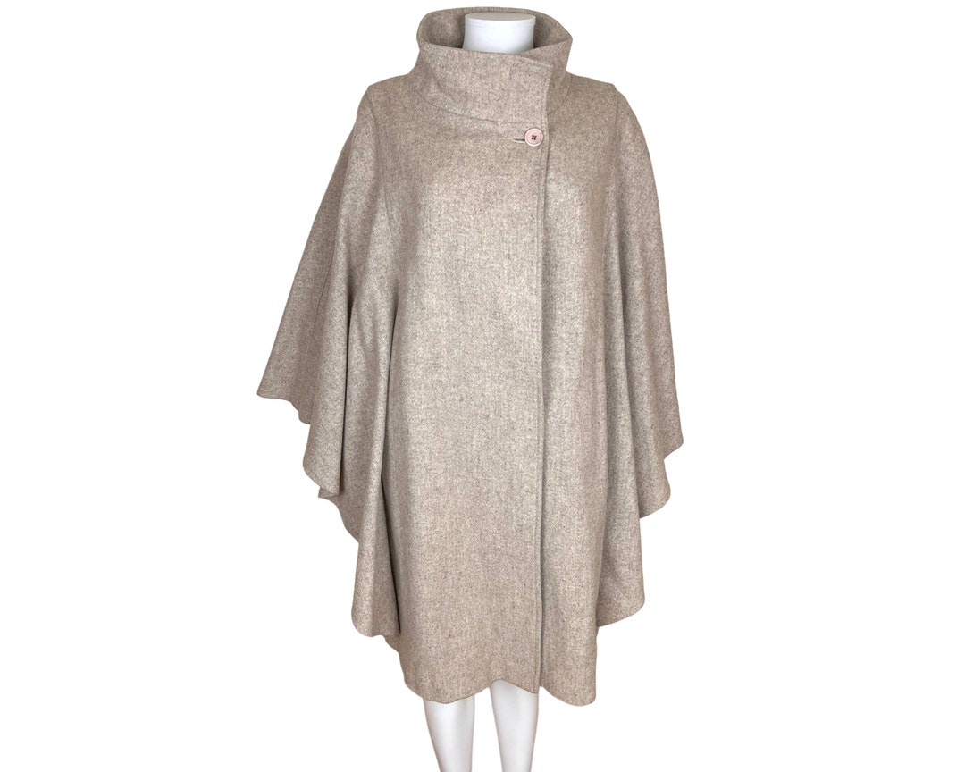 Vintage Cape Coat Beige Wool Beau Brem Size M - Etsy