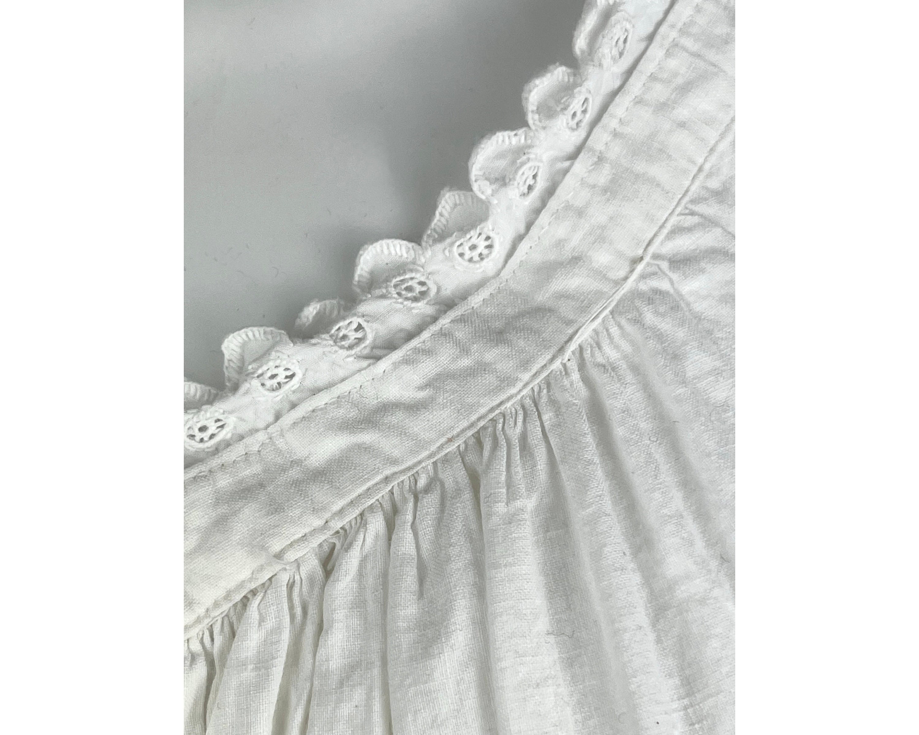 Antique Victorian Nightgown 19th C White Cotton Nightie Sz M L Etsy