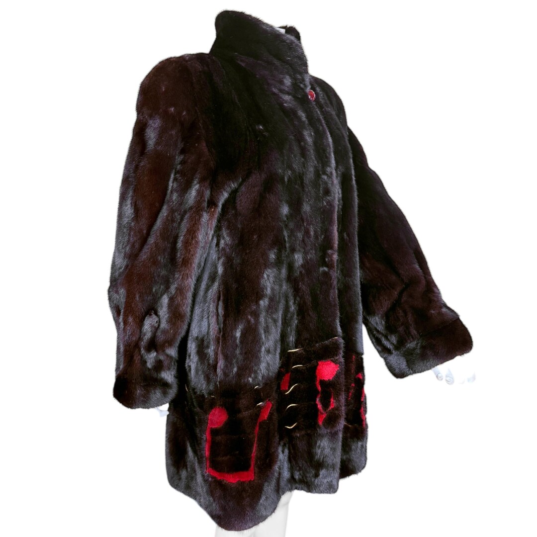 Vintage Mink Fur Coat With Red Dyed Music Notes Dominique Ouzilleau ...