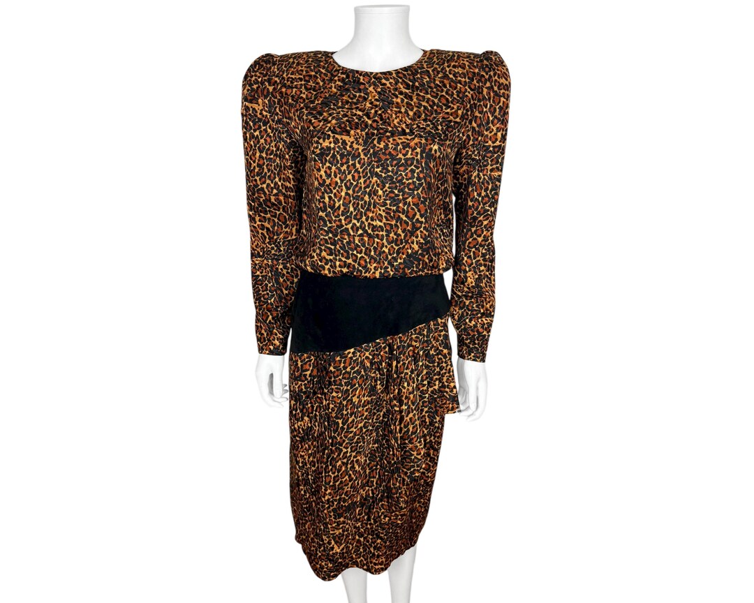 Vintage 1980s Leopard Print Silk Dress by St. Gillian – Size 6 ...