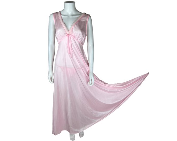 NOS Vintage 1970s Peignoir Set Pink Sheer Robe Nightg… - Gem