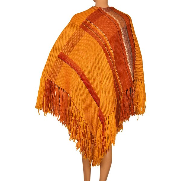Orange Poncho - Etsy