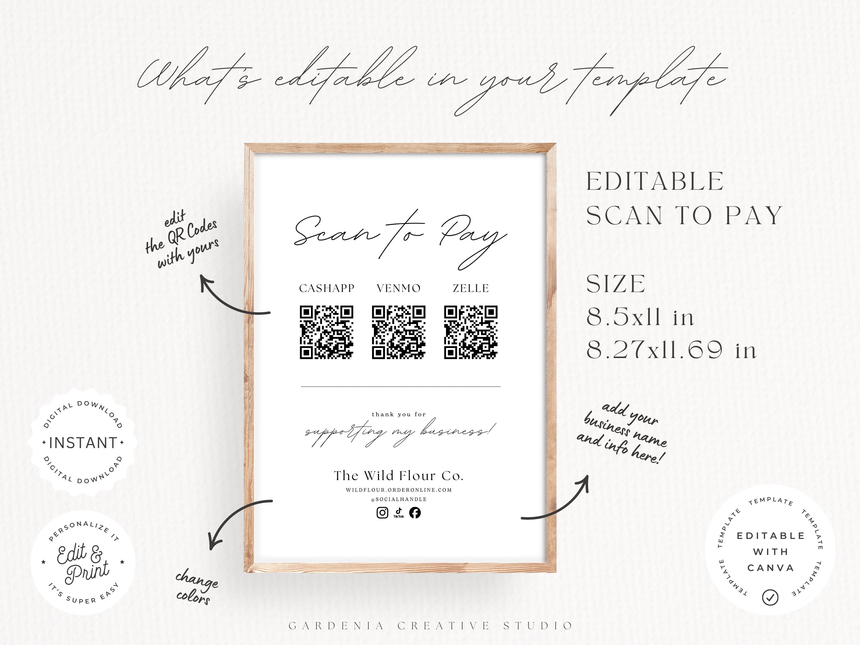 Scan to Pay Stand Template for Small Business, QR Code Sign, Farmers ...