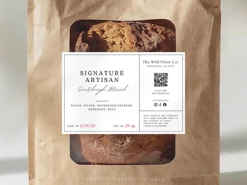 6x4 Cottage Food Label Template, Rectangle Cookie Label With Cottage ...