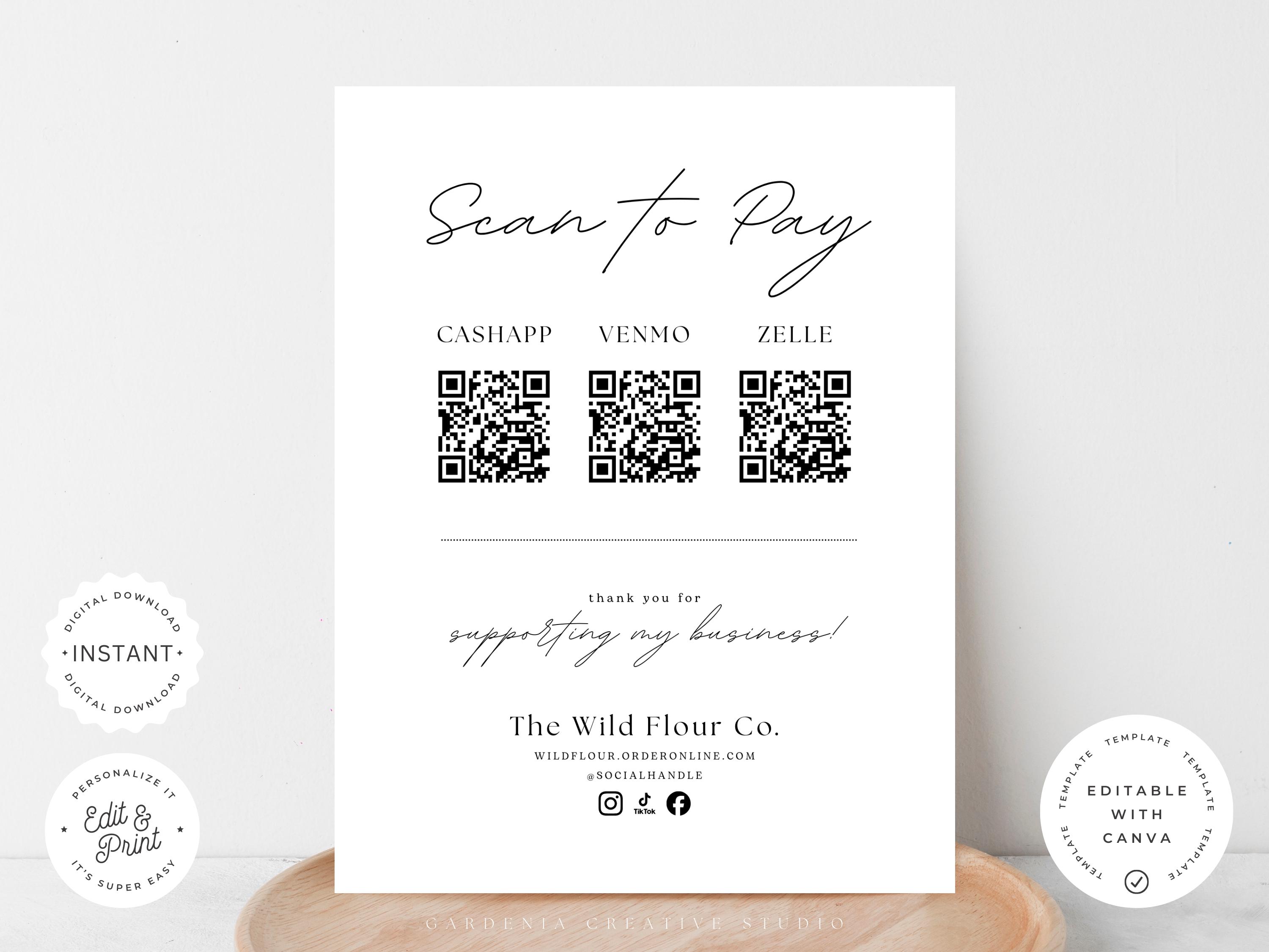 Scan to Pay Stand Template for Small Business, QR Code Sign, Farmers ...